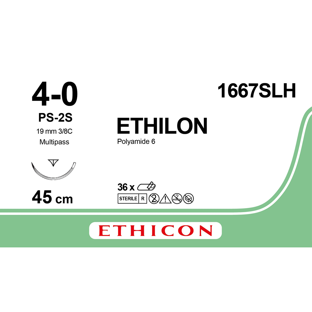Sutura Ethicon ETHILON 1667SLH - 4-0, Ago 3/8 PS-2S mm 19 - Nero (conf ...