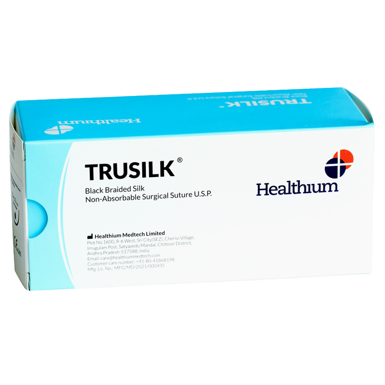Sutura Healthium TRUSILK, ago 3/8 19mm, USP 4/0 - filo nero 45cm (conf ...